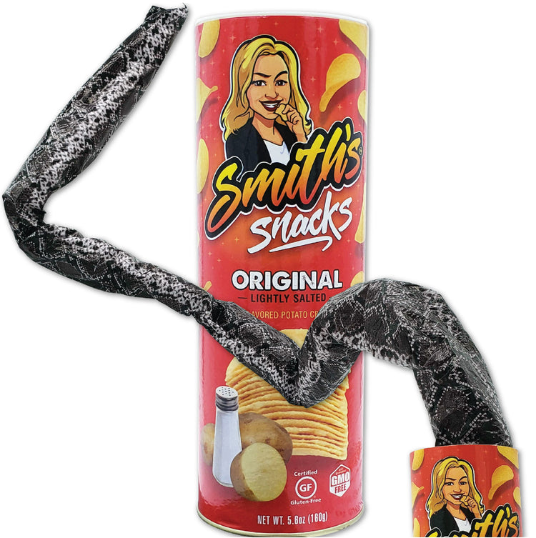 Snake in a Can Prank Gag - Smith's Snacks Potato Chip Can Snake Joke ...